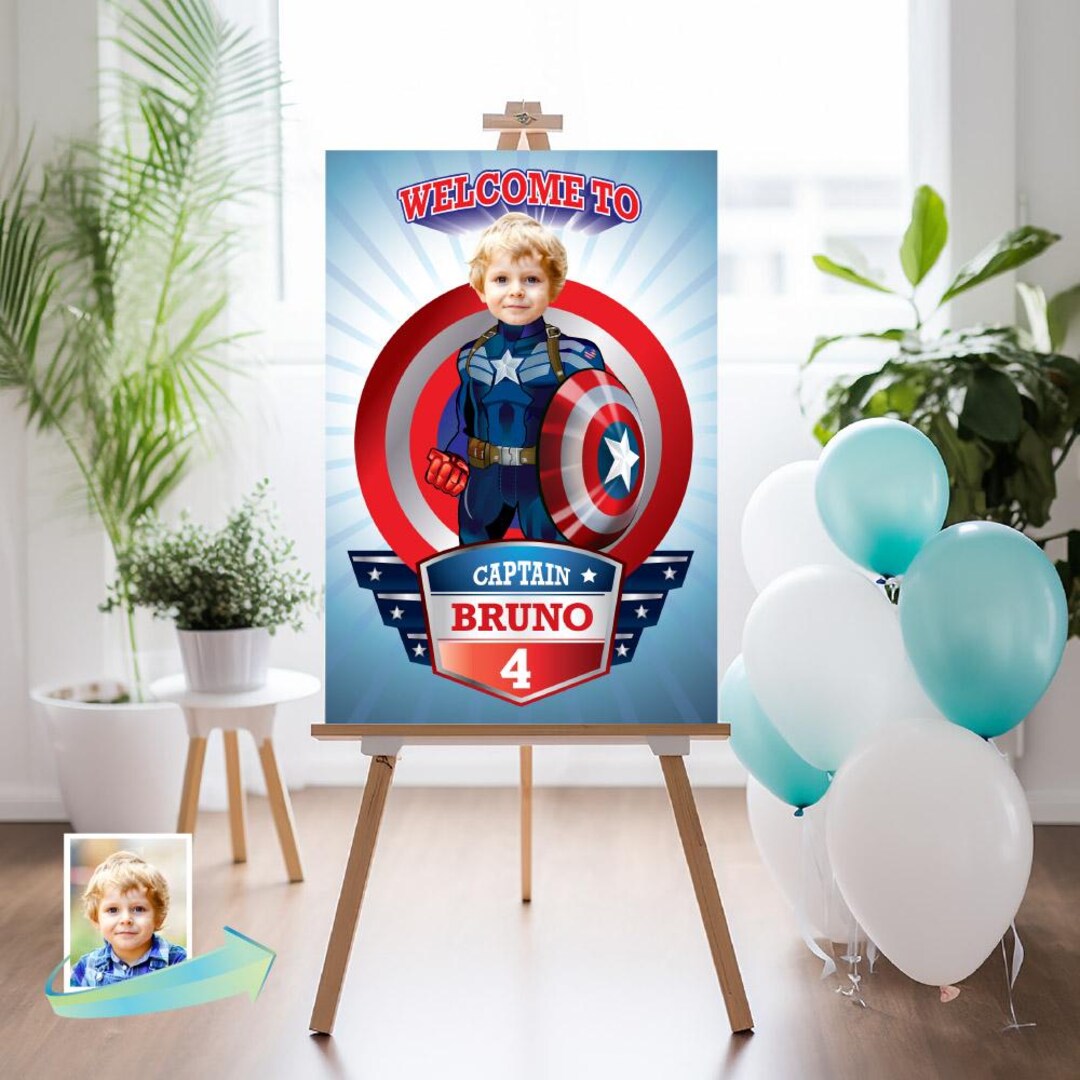 Personalized Captain America Welcome Sign With Birthday Boy as His ...