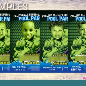 Hulk Pool Party Invitation, Hulk Pool Party Birthday, Hulk Waterslide ...