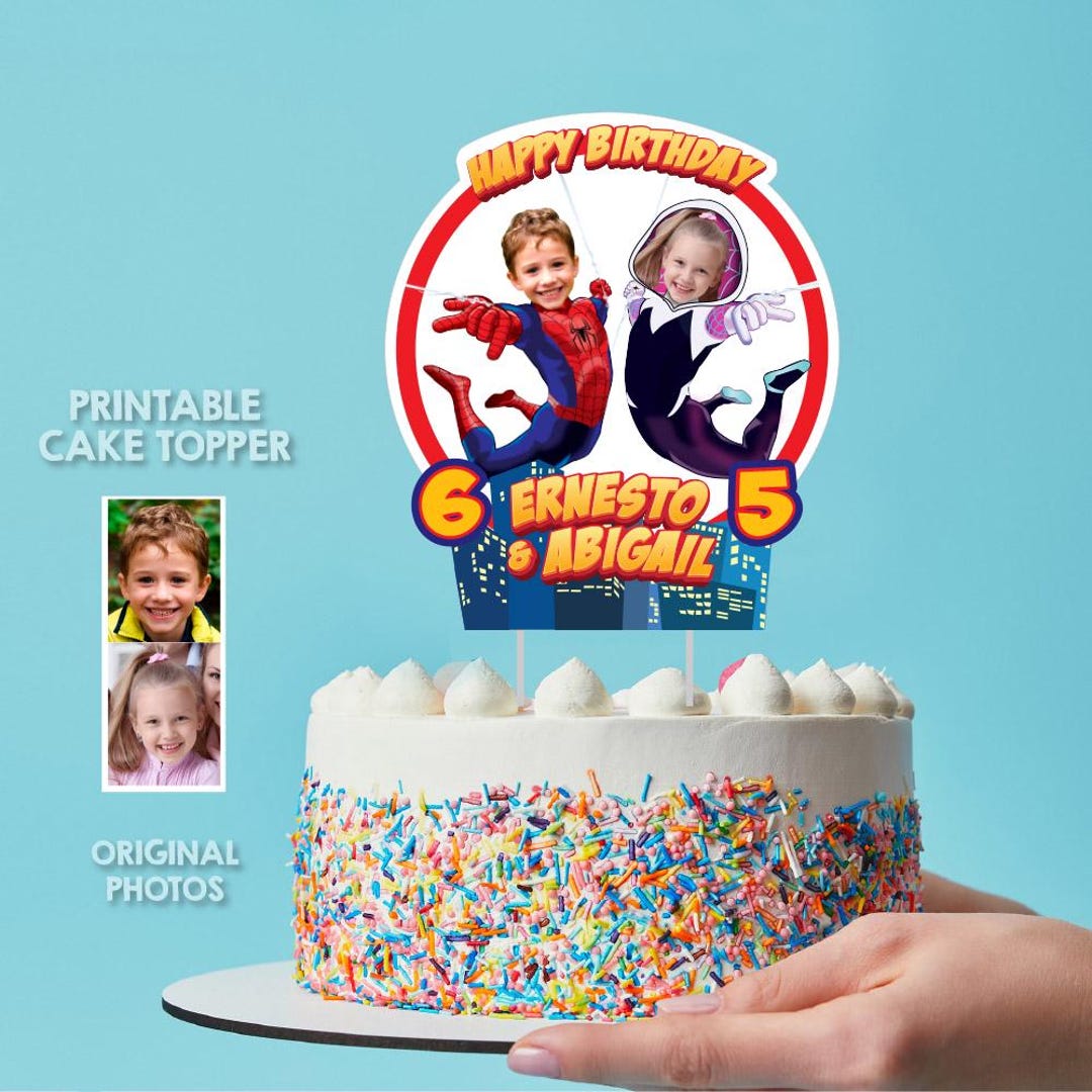Spiderman and Gwen Stacy Cake Topper With Children as the Stars, Twins ...