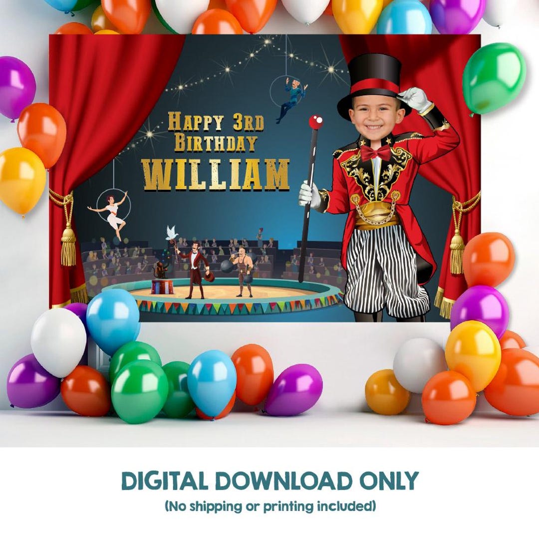 Custom Circus Birthday Backdrop With Your Kid as the Ringmaster ...