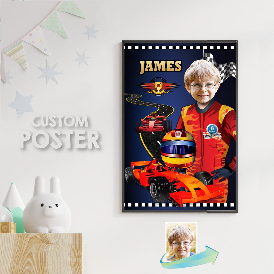 Race Car Pilot Poster With Photo, Printable Race Car Gifts With Photo ...