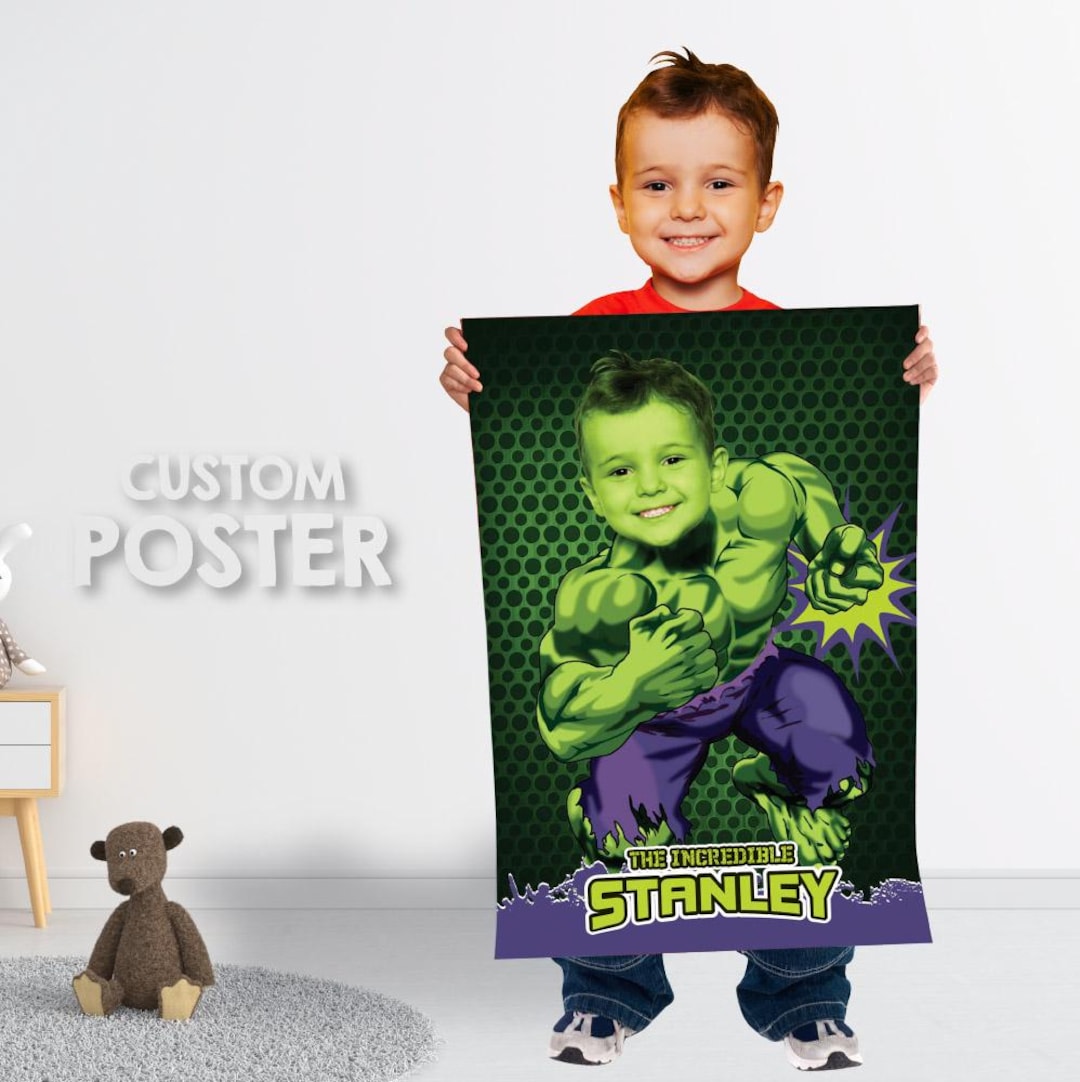 Personalized Hulk Poster With Photo, Printable Hulk Gift, Hulk Wall ...
