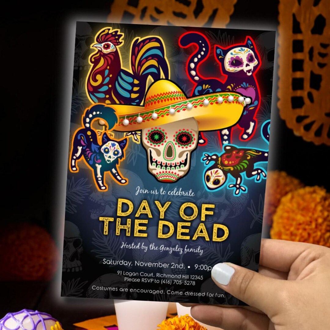 Editable Alejibres Day of the Dead Party Invitation, Day of the Dead ...