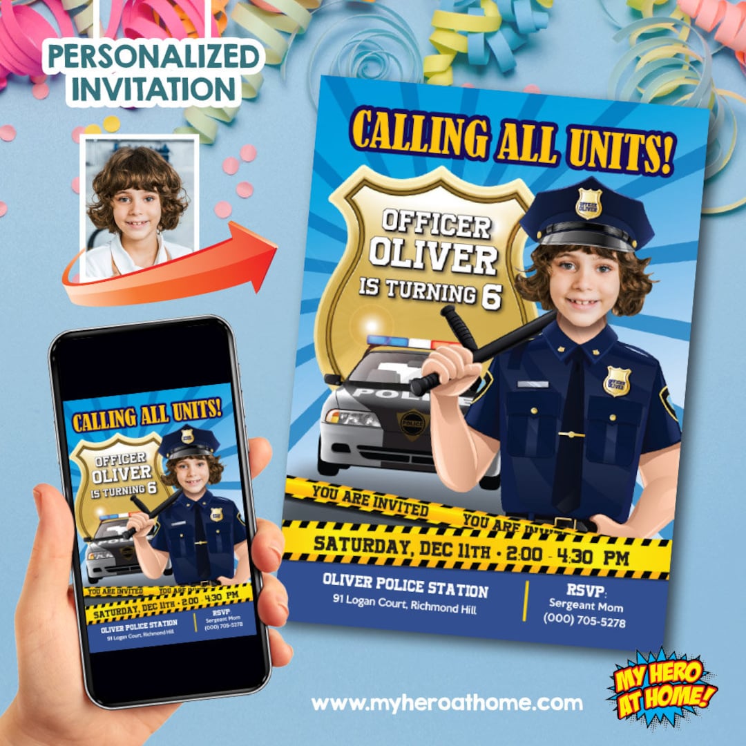 Police Party Invitation, Police Template Invite, Police Digital ...