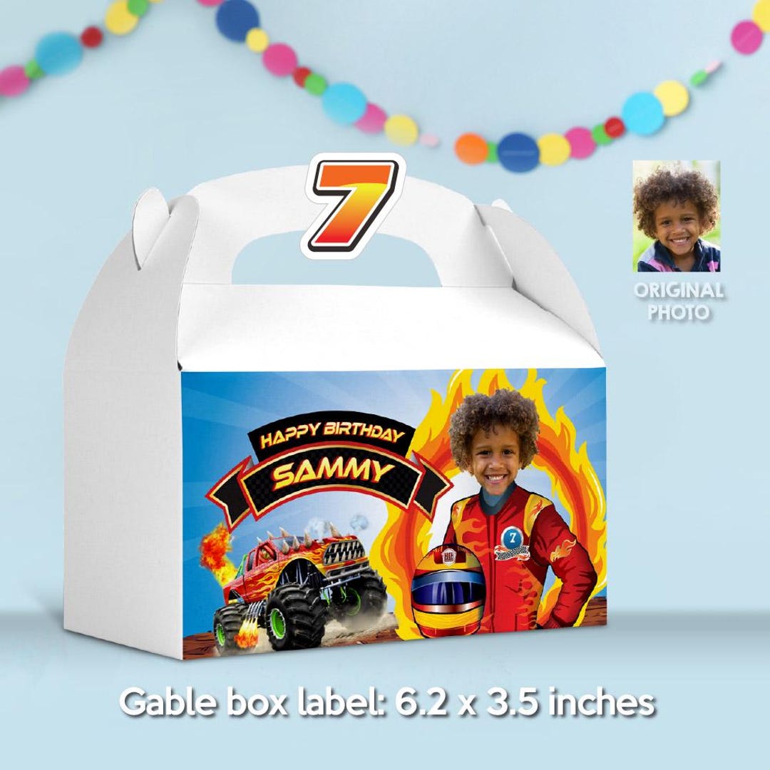 Monster Truck Gable Box Label With Your Photo, Personalized Monster Jam ...
