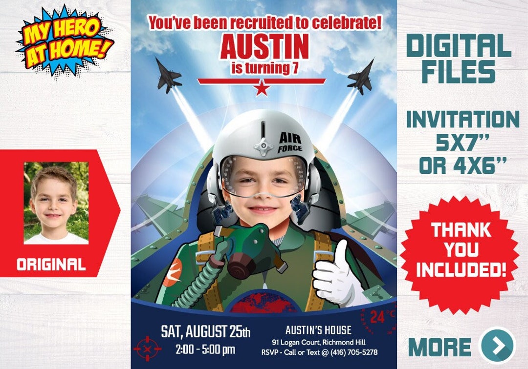 Air Force Invitation, Air Force Birthday, Jet Pilot Invitation, Jet ...