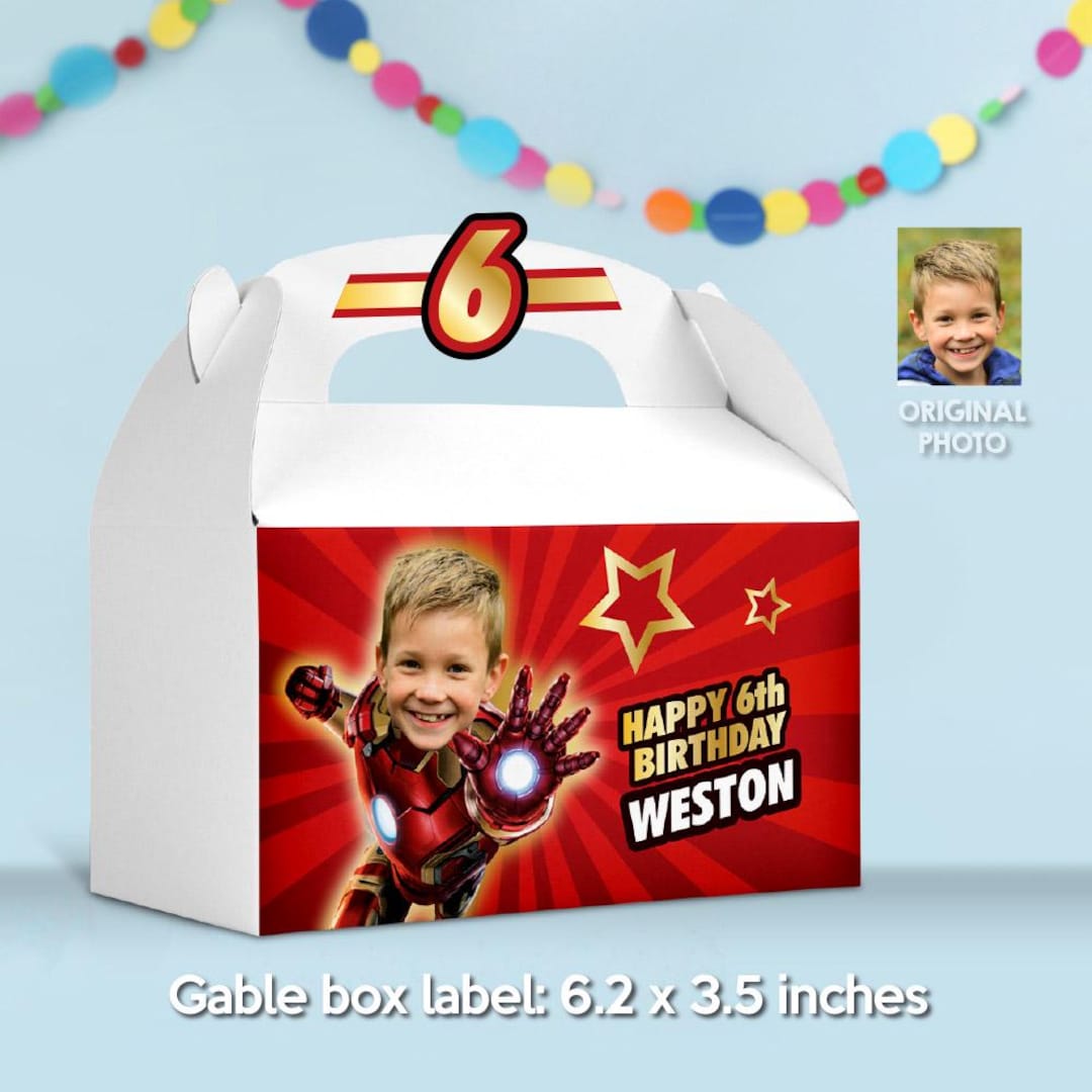 Custom Iron Man Gifts Boxes Labels, Ironman Gable Box With Photo ...