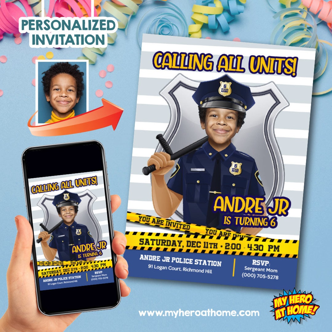 Police Birthday Invitation With Photo, Police Invitation Template ...