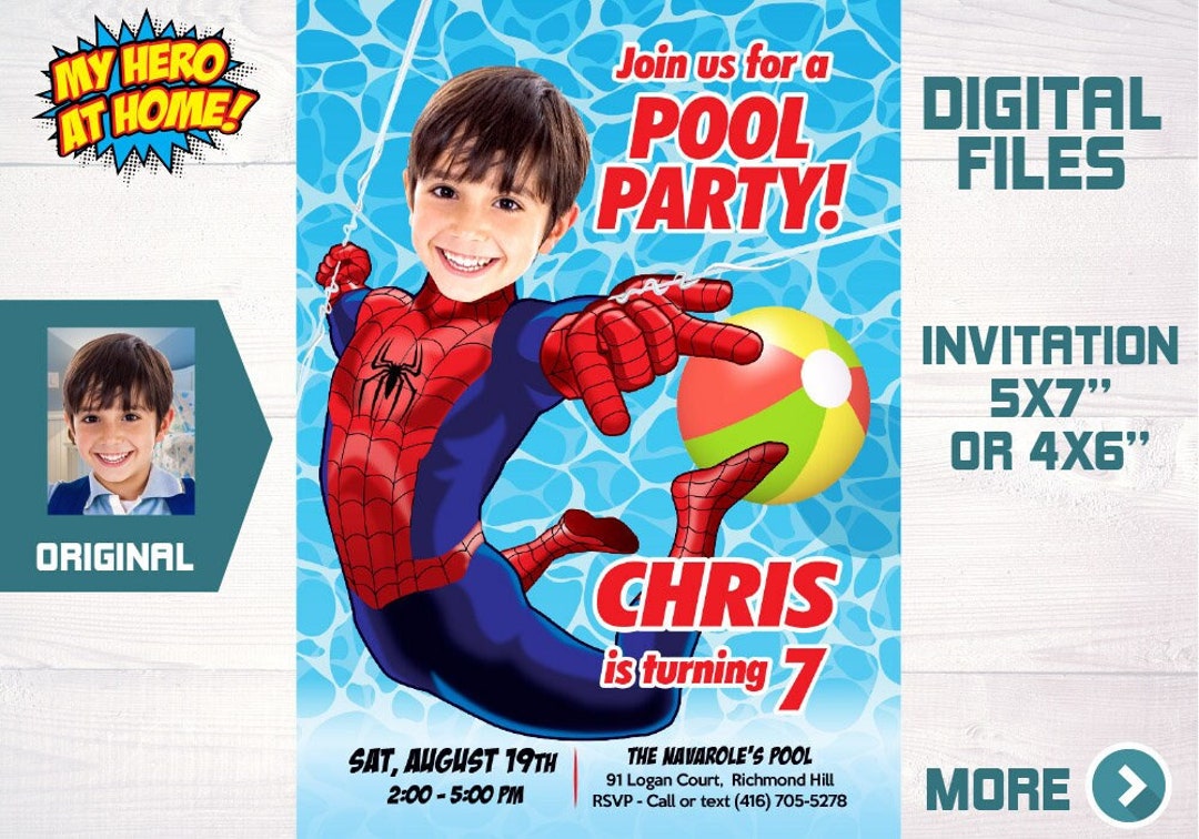 Spider-man Pool Party Invitation Template Spider-man - Etsy