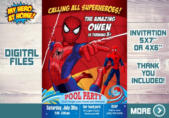 Spiderman Pool Party Invitation Template