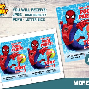 Spider-man Pool Party Invitation, Spider-man Splash Party Invitation ...