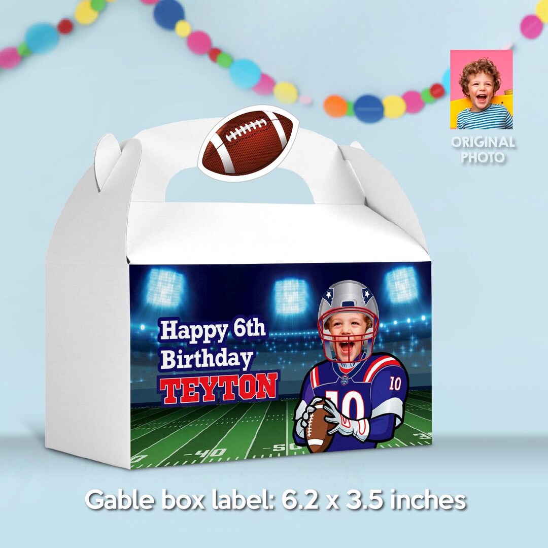 Custom Football Patriots Gable Box With Photo (gift Boxes, Party Favors ...