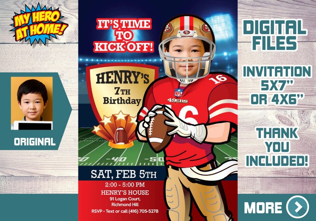 Football Theme Party, 49ers Party Birthday Invitation, 49ers Digital ...