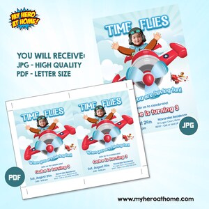 Custom Airplane Invitation With Photo, Vintage Airplane Template ...