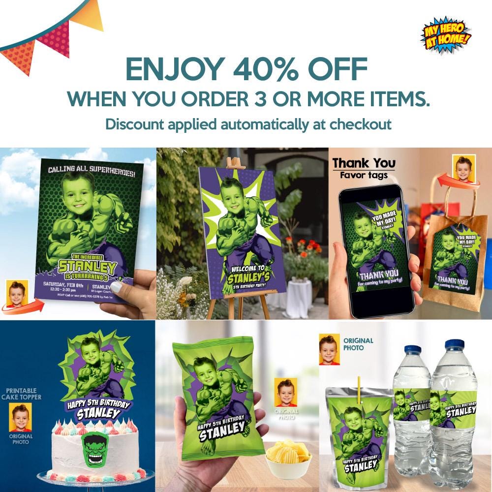 Hulk Thank You With Photo, Hulk Thank You Tag, Hulk Favor Tags With ...