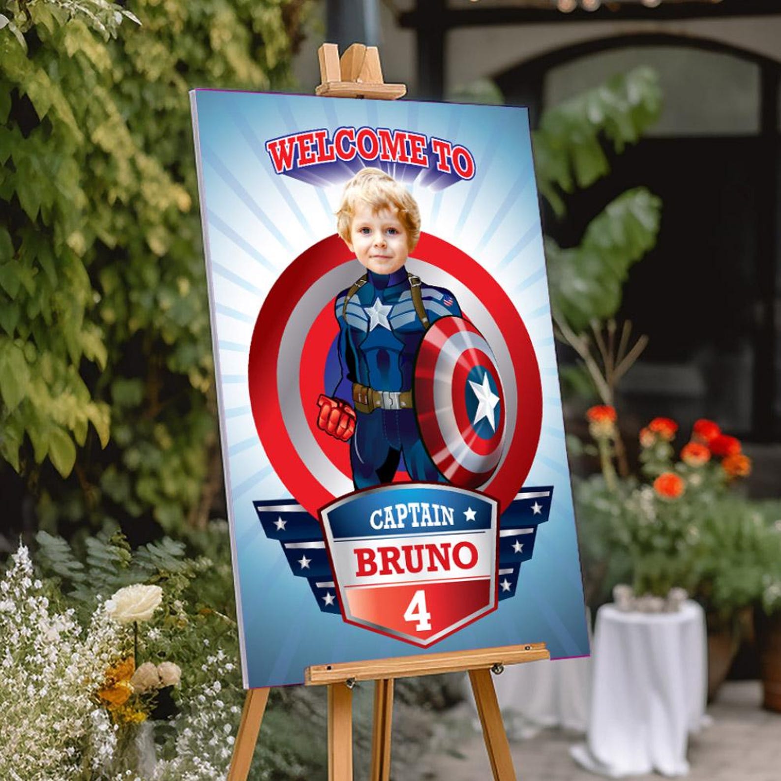 Personalized Capt America Welcome Sign With Photo, Captain America ...