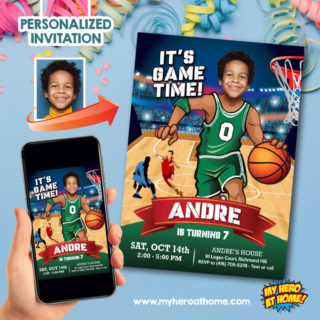 Basketball Template With Photo, Basketball Party Template, Basketball ...