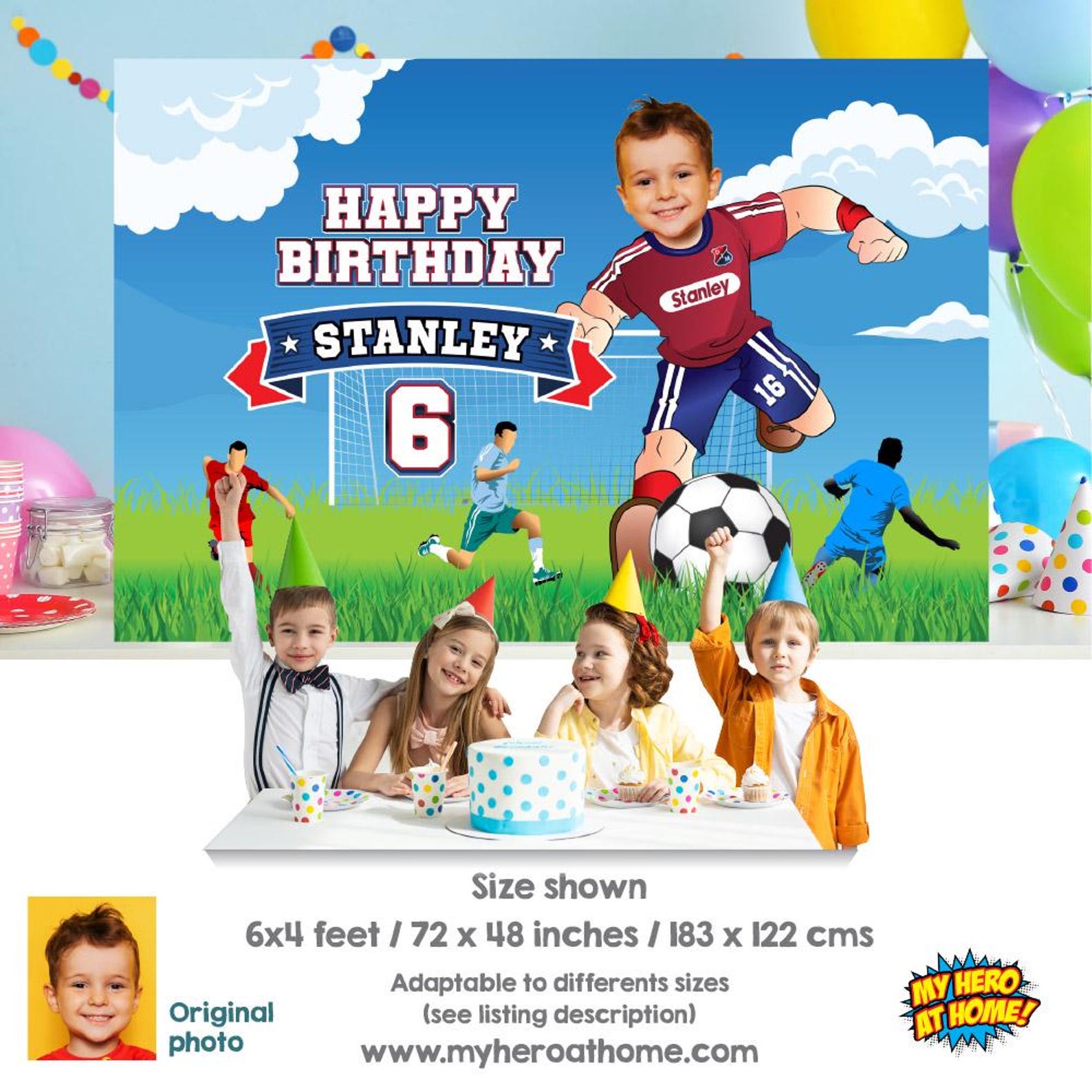 Soccer Backdrop With Photo, Telon Futbol Cumpleaños, Futbol Banner ...
