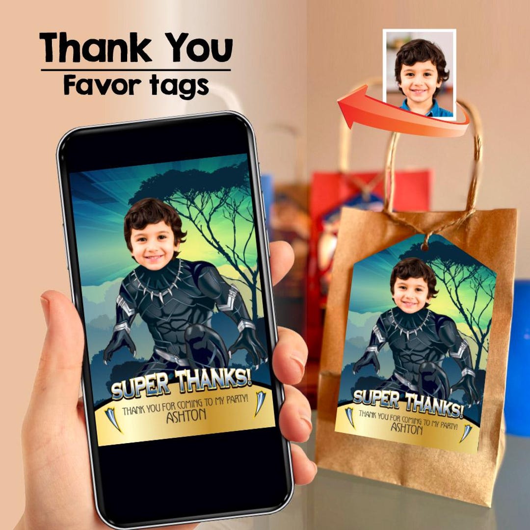 Personalized Black Panther Thank You and Favor Tags (printable in 3 ...