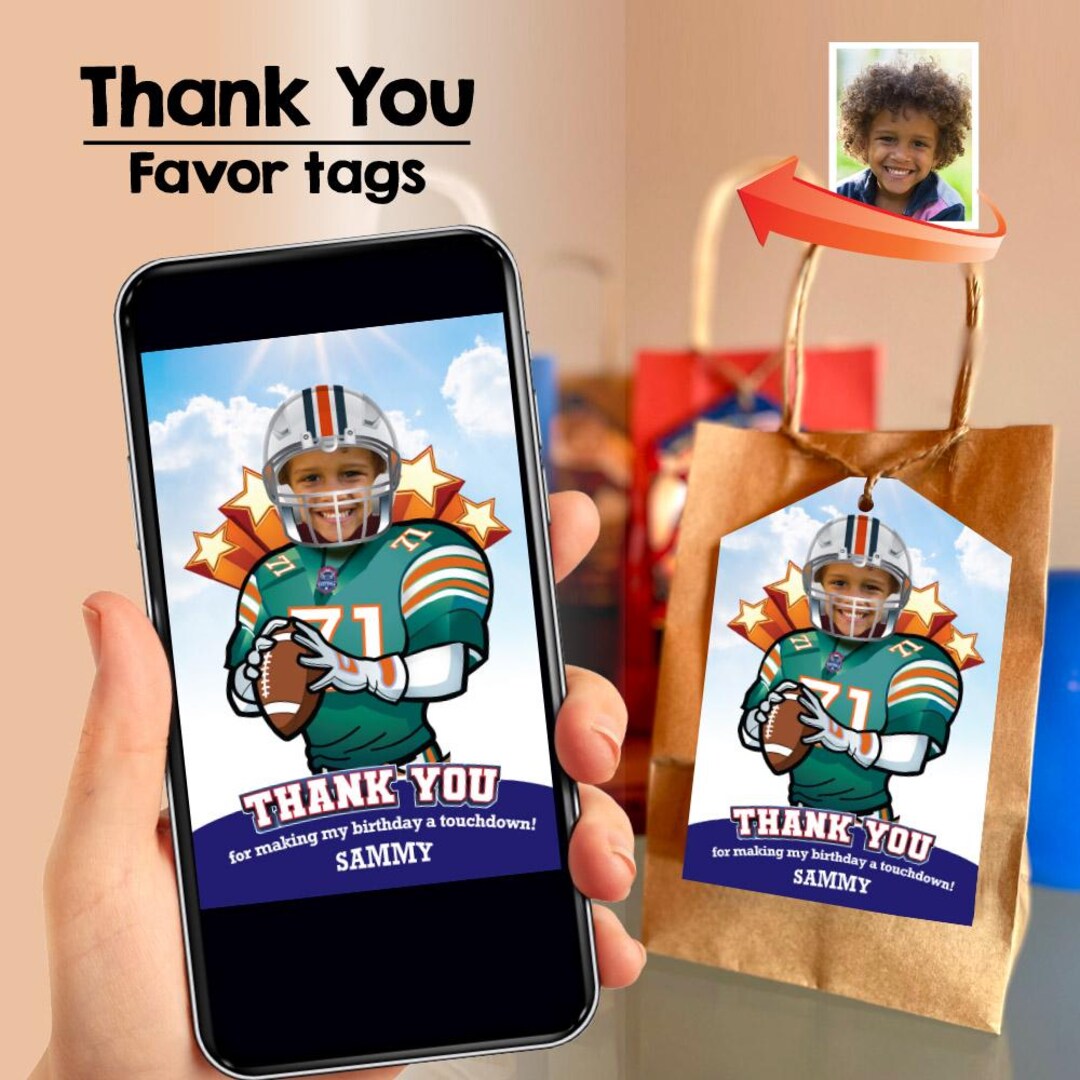 Football Dolphins Thank You With Photo, Dolphins Thanks Tag, Dolphins ...
