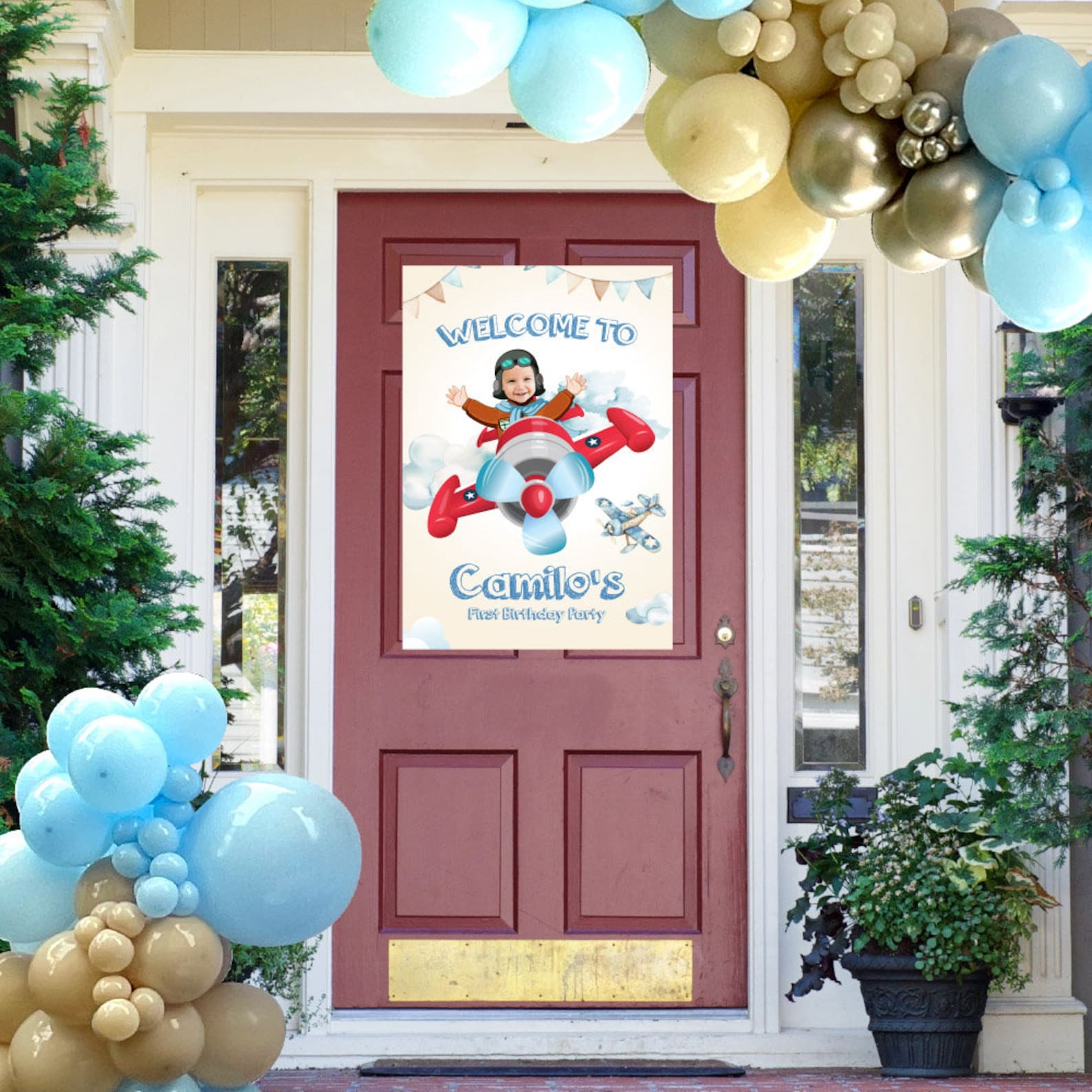 Airplane Welcome Sign With Photo, Airplane Vintage Welcome Sign ...