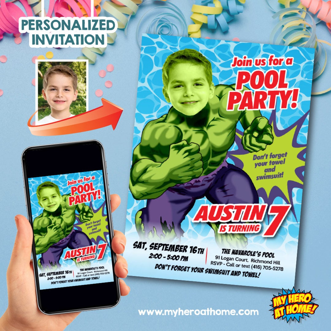 Hulk Pool Party Invitation Hulk Pool Party Template Hulk - Etsy UK