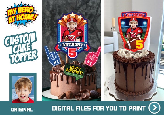 Football Cake topper, Football printable cake, Football cake decor ...
