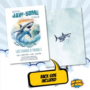 Editable Shark Birthday Invitation, Shark Party Invitation, Editable ...