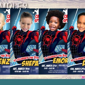 Personalized Miles Morales Pool Party Invitation With Photo. 580IN - Etsy
