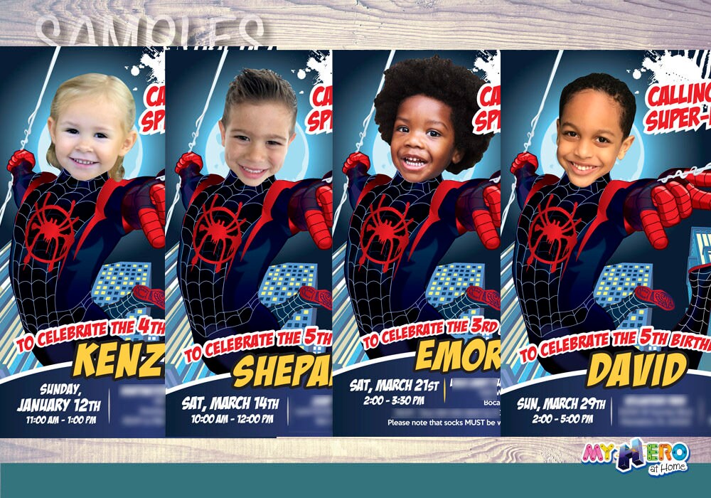 Personalized Miles Morales Pool Party Invitation With Photo. 580IN - Etsy