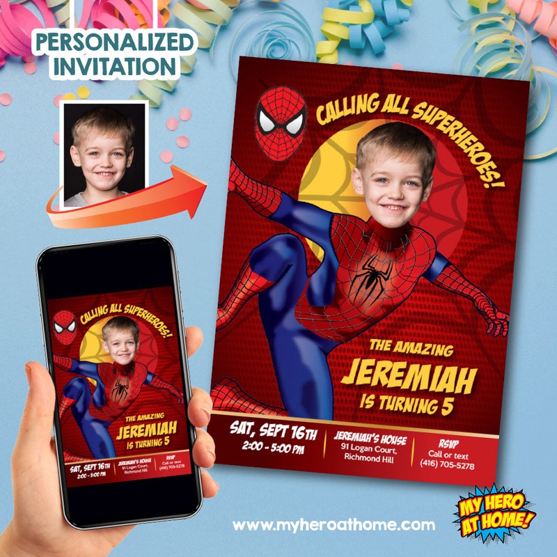 Spiderman Invitation - Etsy