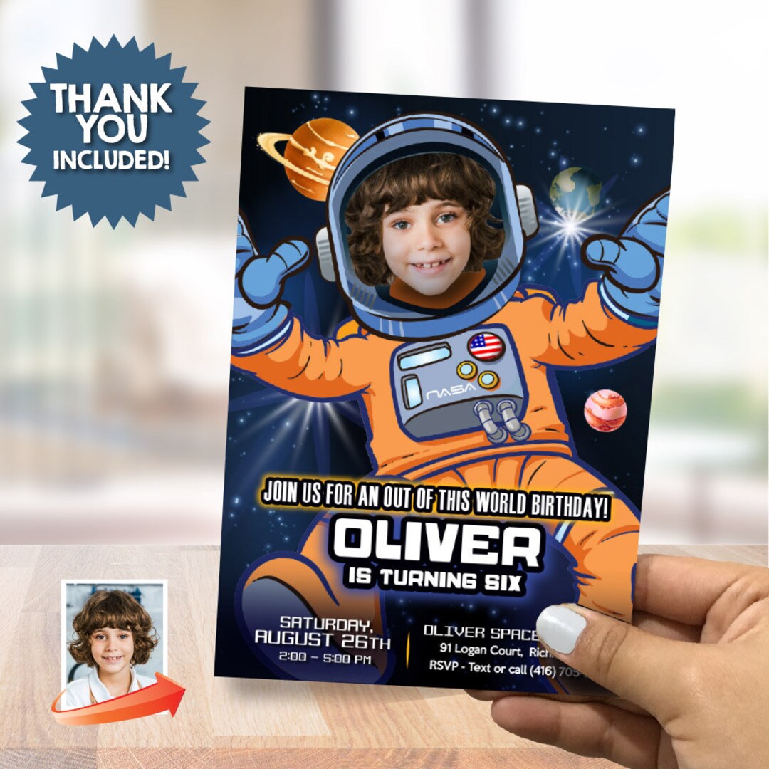 Astronaut Invitation With Photo, Astronaut Birthday Template, Out of ...