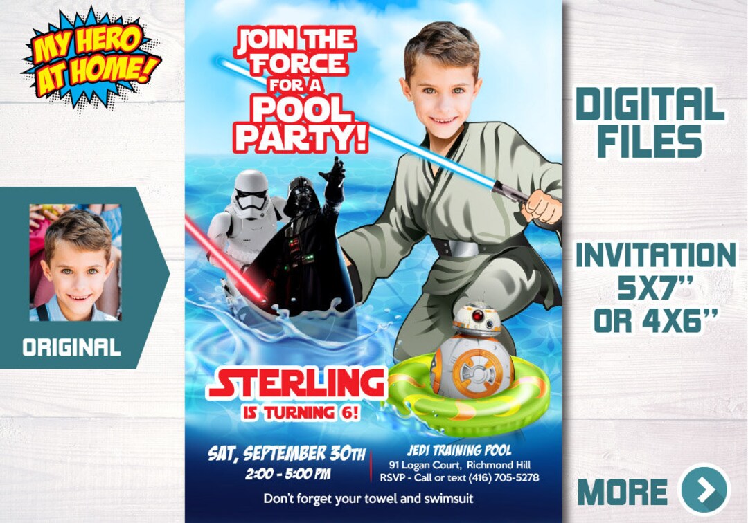 Star Wars Pool Party Template, Jedi Pool Party Template, Star Wars ...