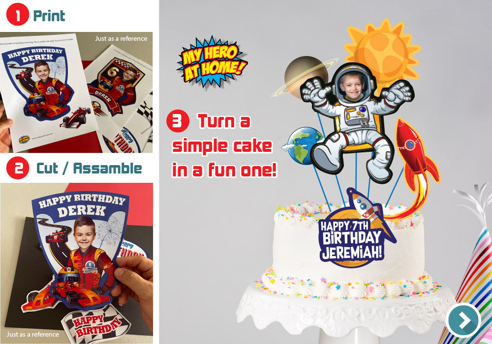 Astronauts Cake Topper With Photo Custom Astronauts Cake - Etsy