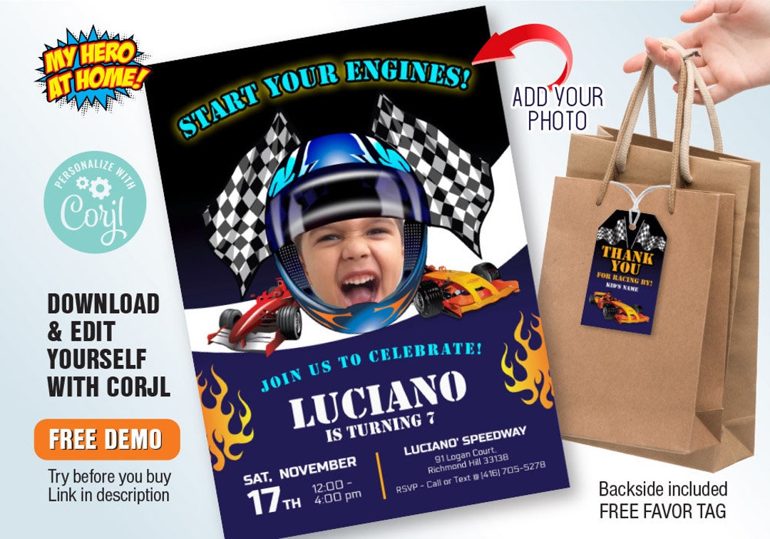 Editable Racing Car Invitation With Photo, Racing Car Invitation ...