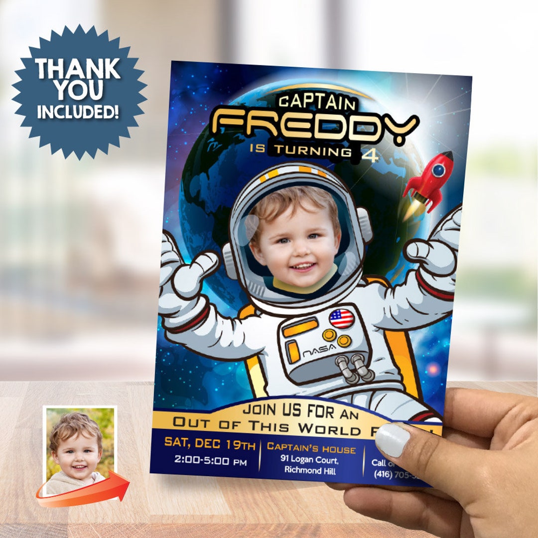 Astronaut Invitation With Photo, Astronaut Birthday Invitation, Out of ...