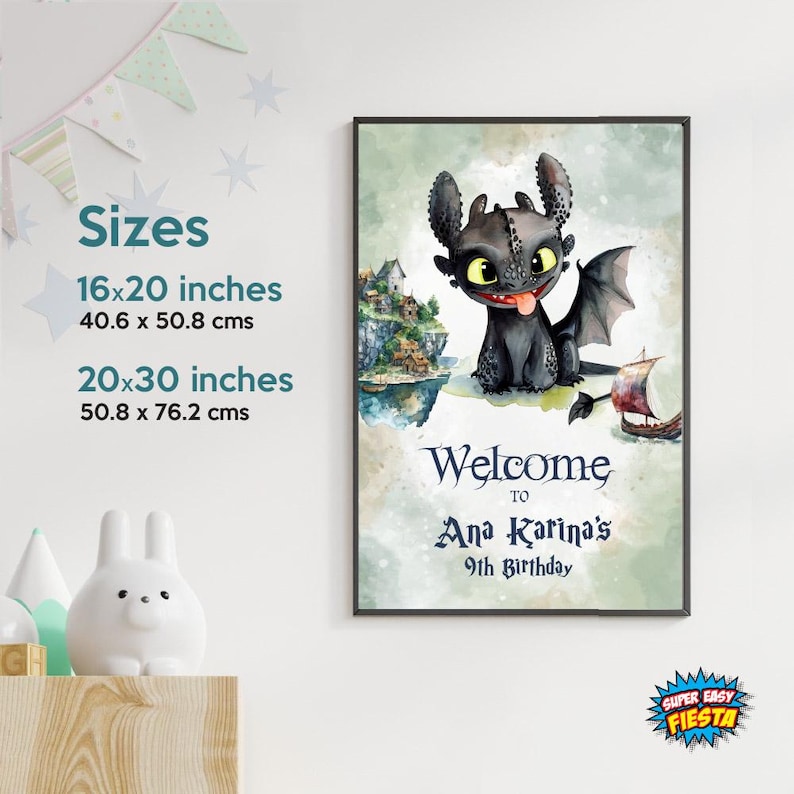 Customized Watercolor Toothless Welcome to My Party, Dragon Birthday ...