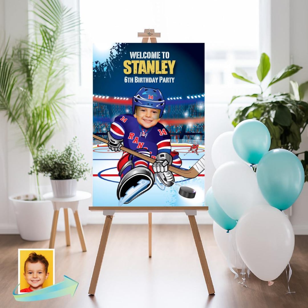 Hockey Rangers Welcome Sign With Photo, Rangers Hockey Welcome Party ...
