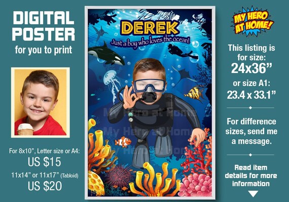 Under the Sea Poster, Scuba Diving Poster, Diver Poster, Scuba Diving ...