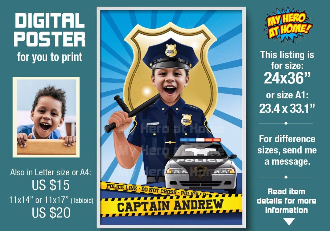Police Poster With Photo Custom Police Decor Police Bedroom - Etsy