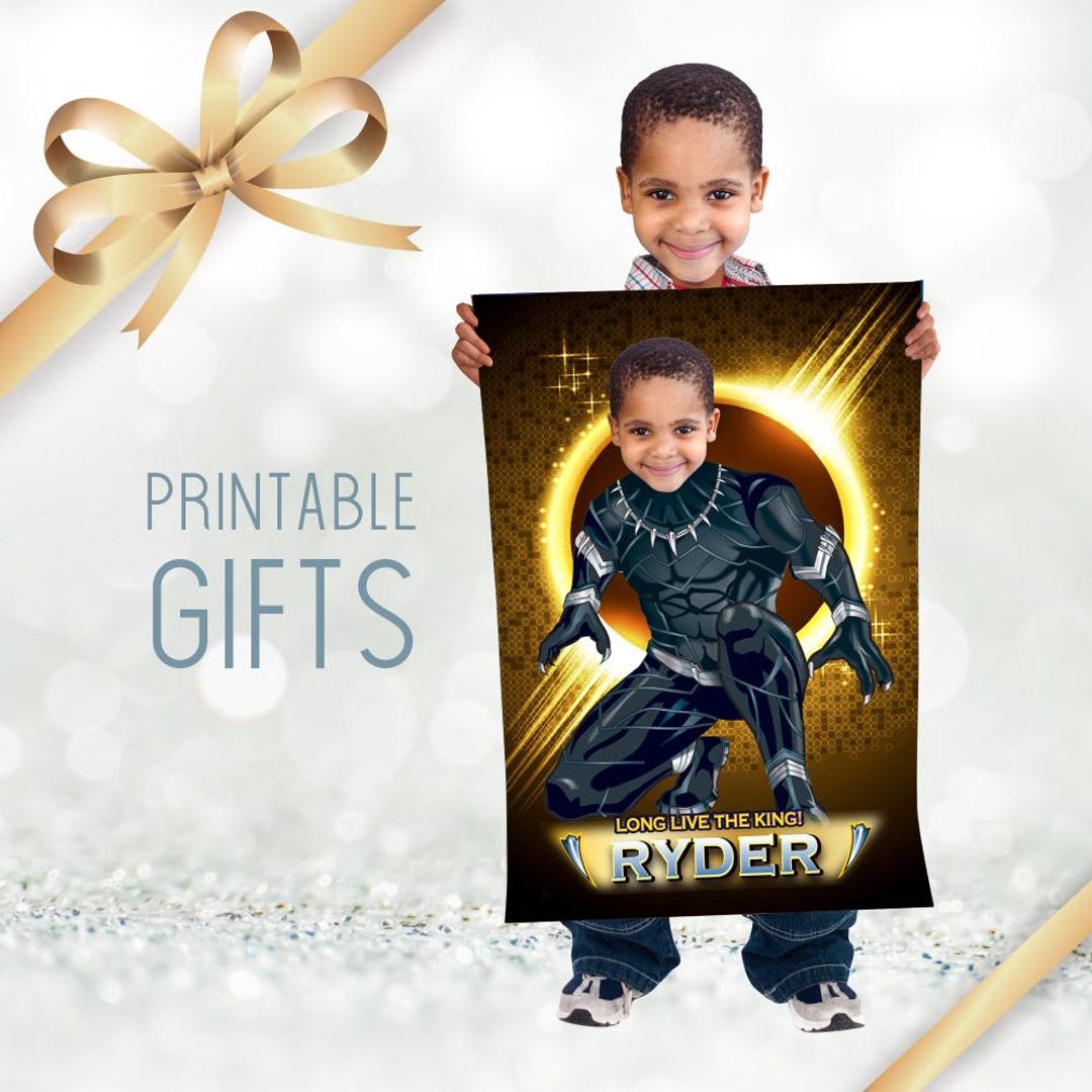 Black Panther Gift With Photo, Printable Black Panther Gifts, Black ...