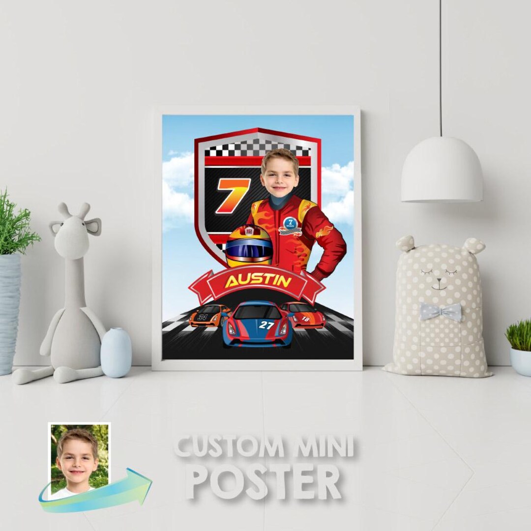 Printable Race Car Gifts, Race Car Print With Photo, Race Car Room ...