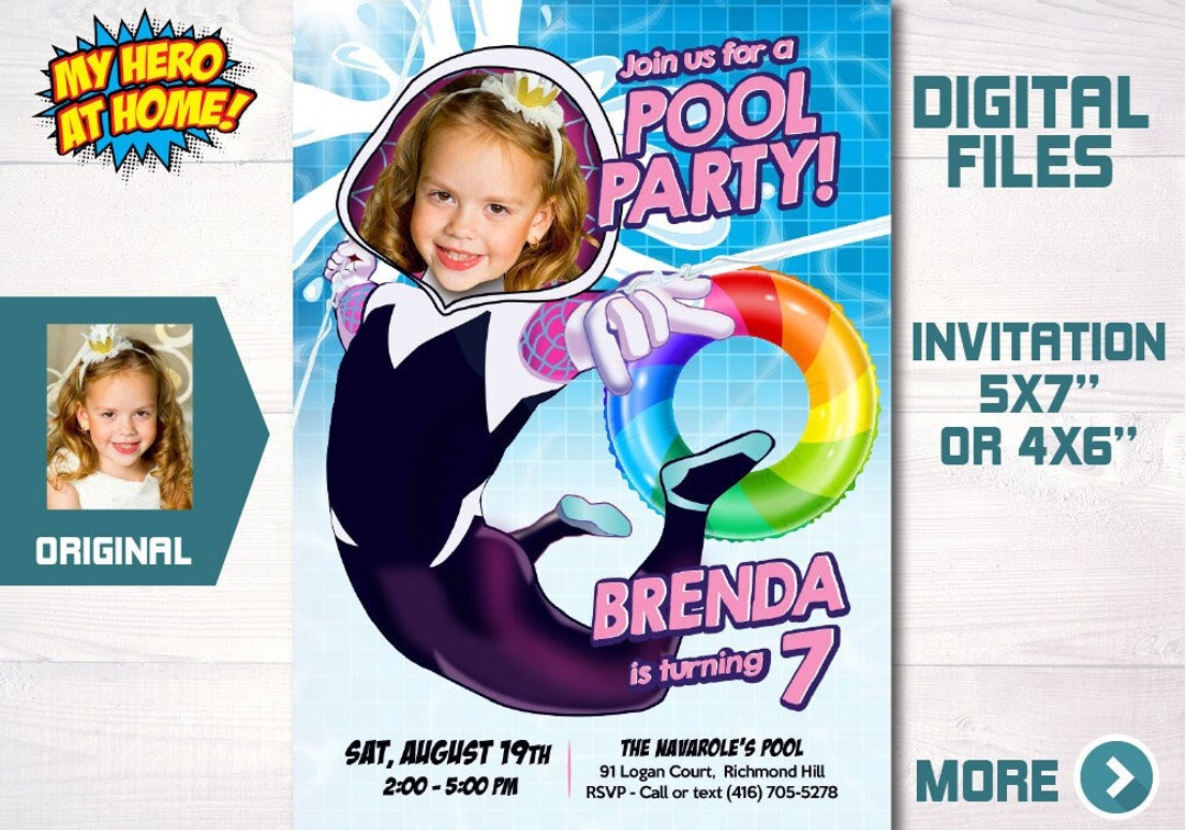 Gwen Stacy Pool Party Invitation Gwen Stacy Invitation With - Etsy