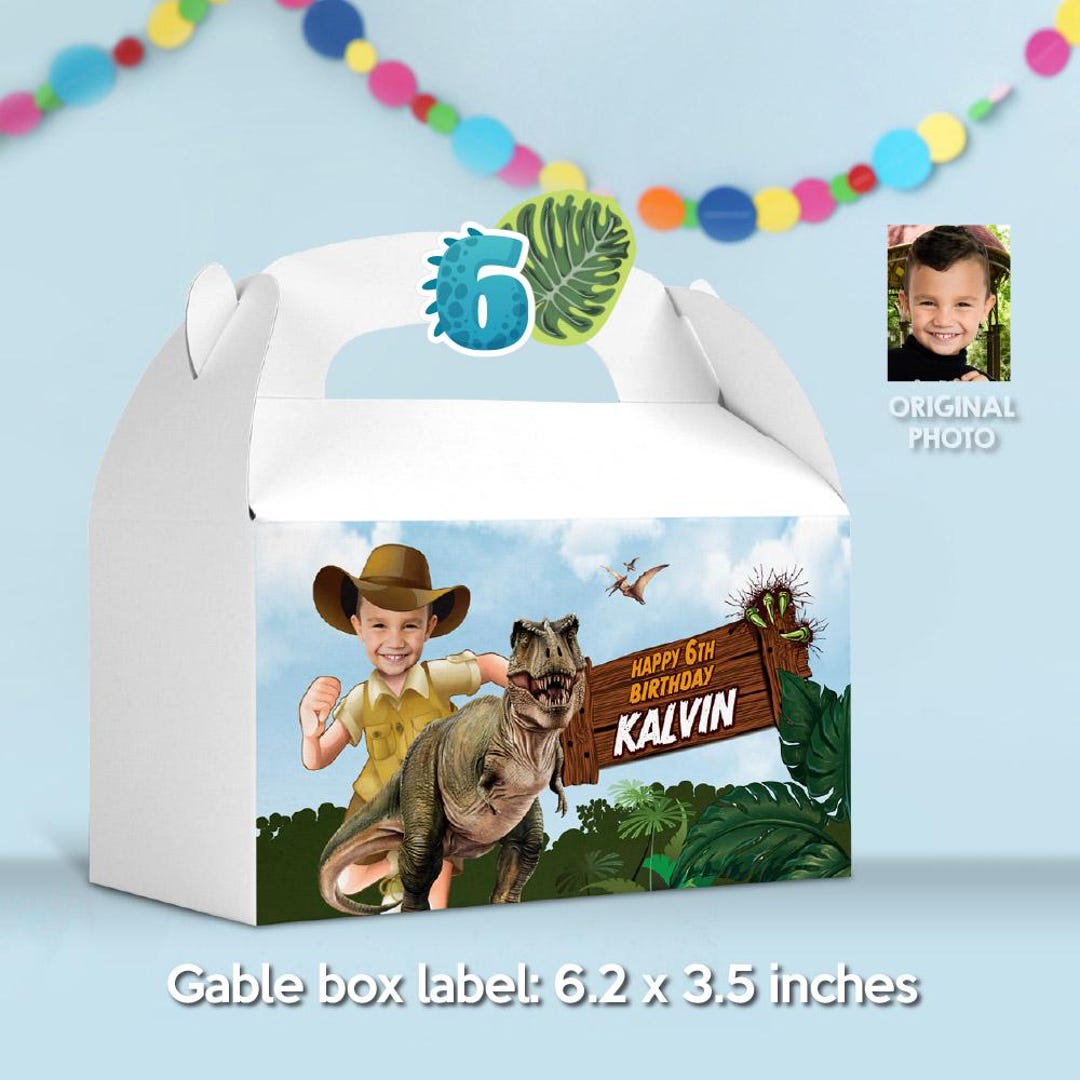 Custom Dinosaurs Candy Box Label With Birthday Child's Photo ...