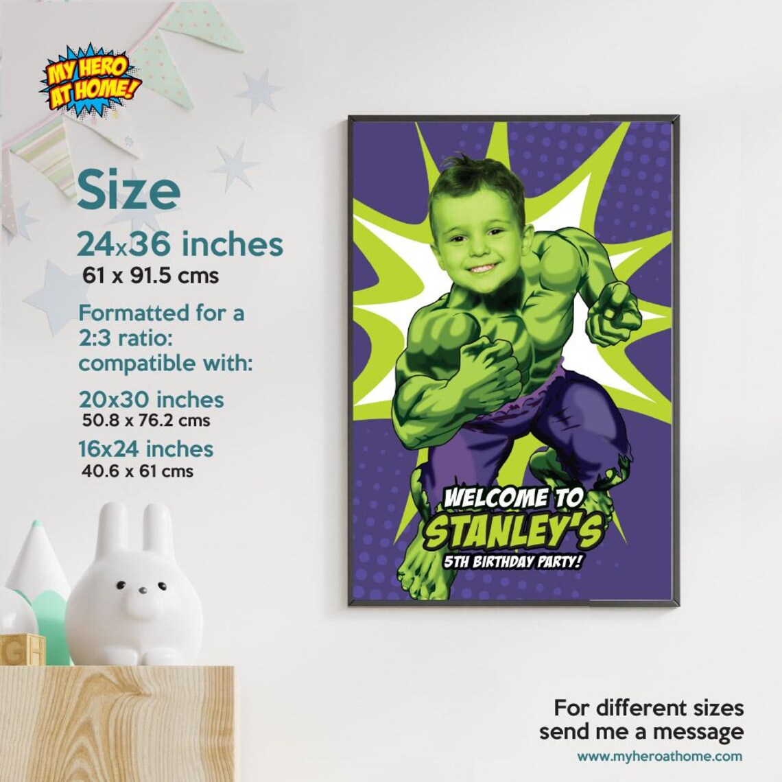 Personalized Hulk Welcome Sign Featuring Birthday Boy as His Favorite ...