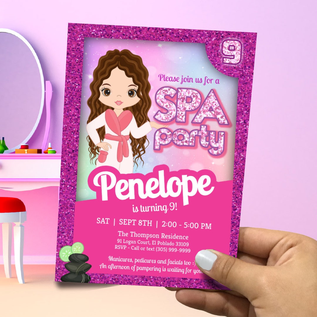 Editable Spa Birthday Party Invitation, Spa Party Invite, Spa Editable ...
