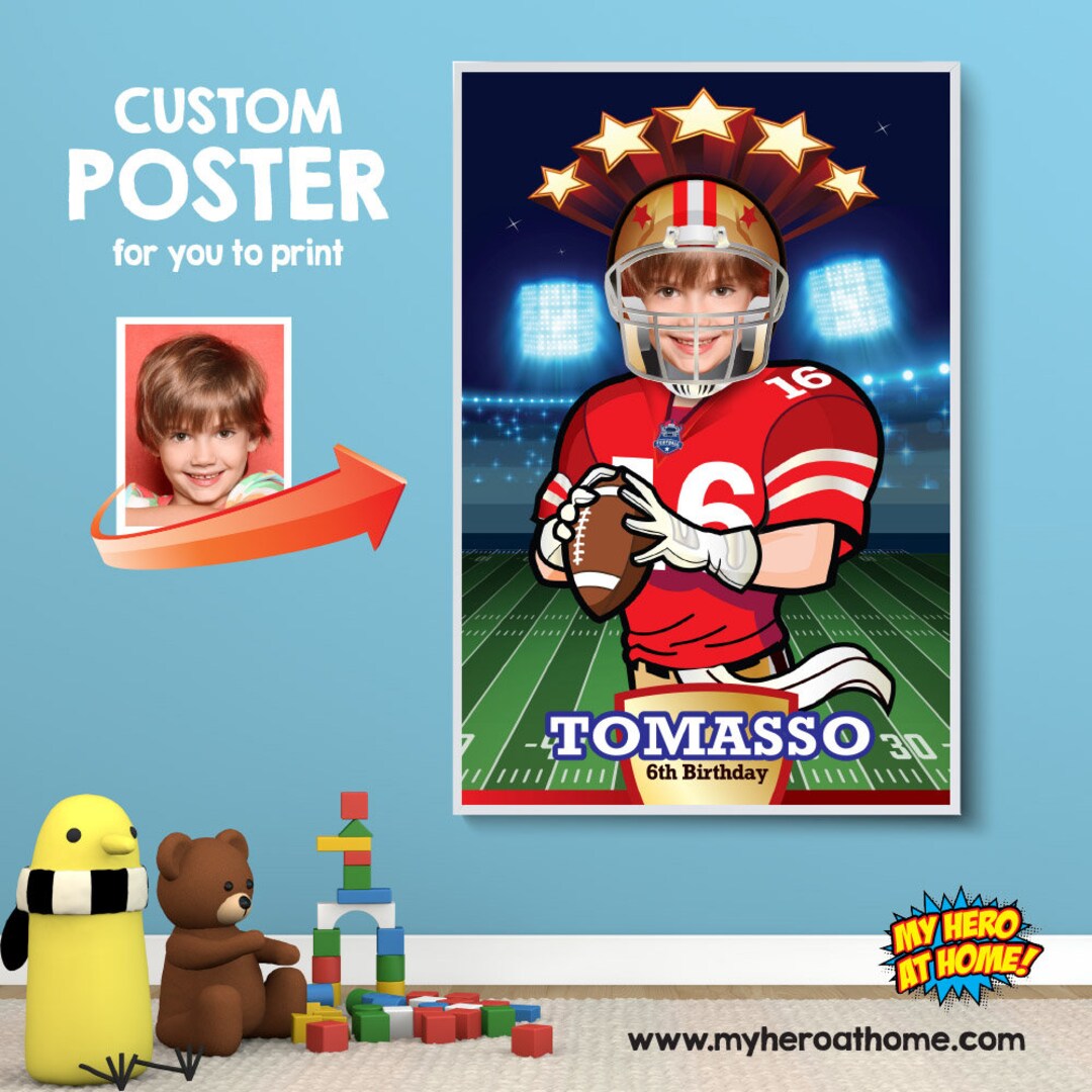 Custom Football Poster With Photo, Football Printable Gift ...