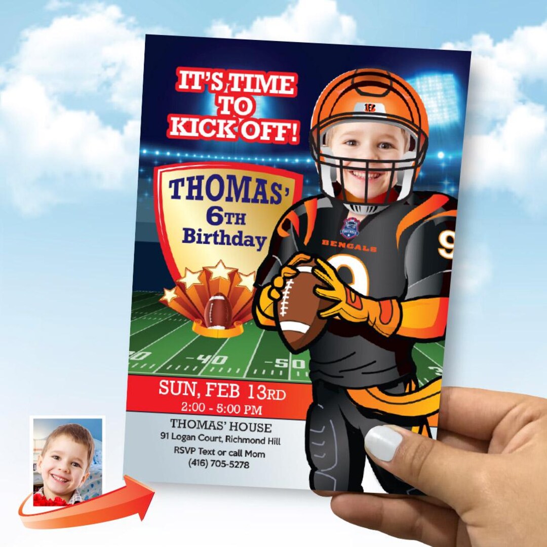 Bengals Birthday Party Invitation With Photo, Bengals Birthday Template ...