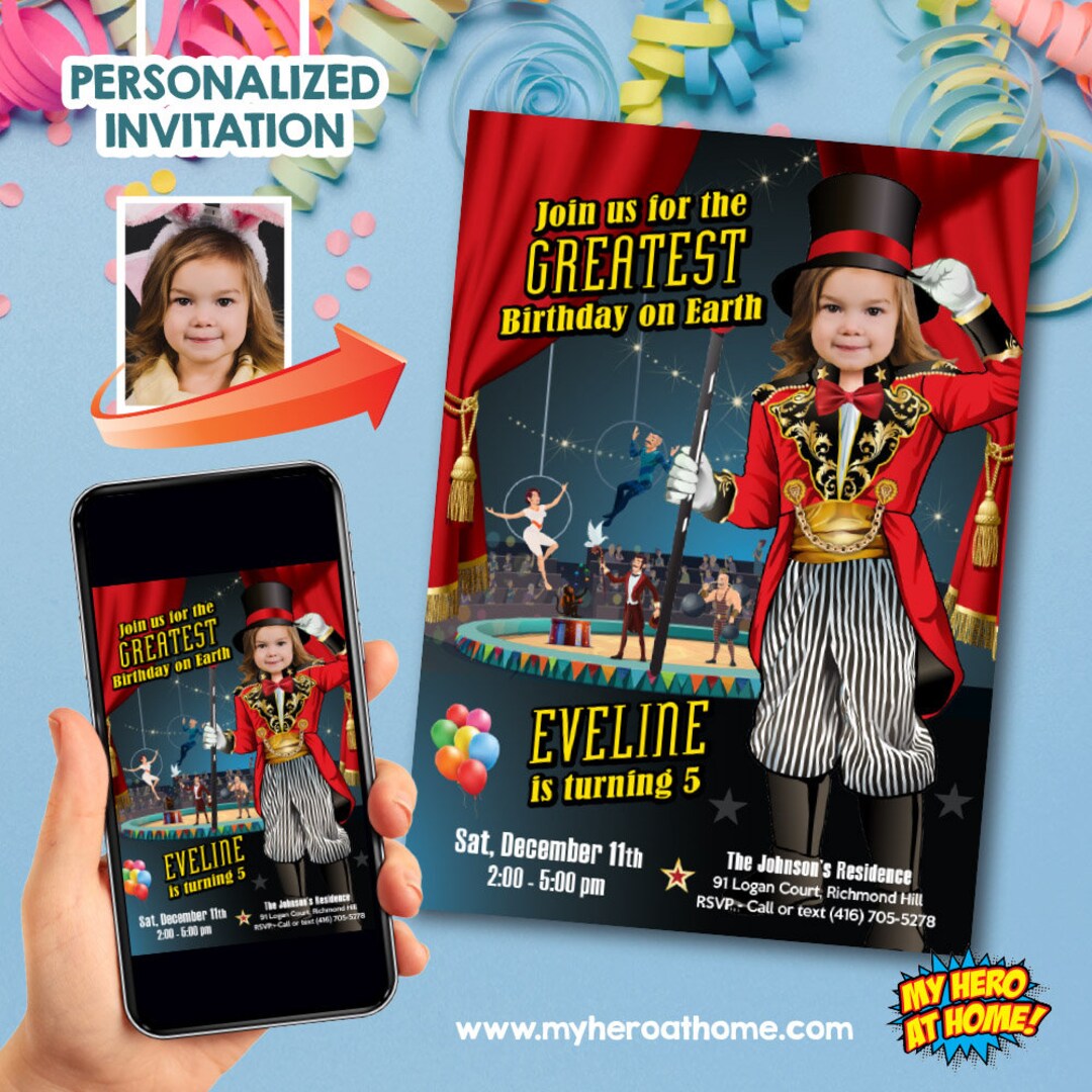 Invitación Fiesta Circo. Fiesta temática Circo. Circus Digital ...
