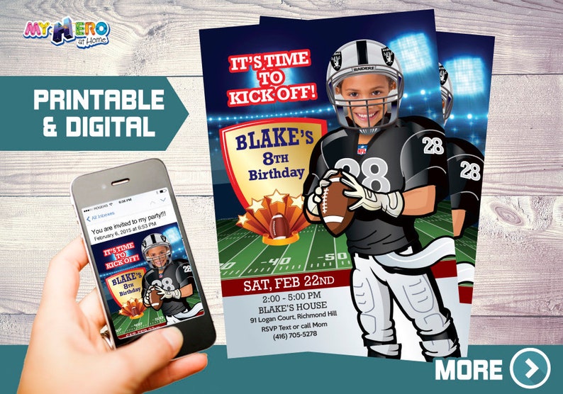 Football Party Invitation, Raiders Party Invitation, Raiders Birthday ...